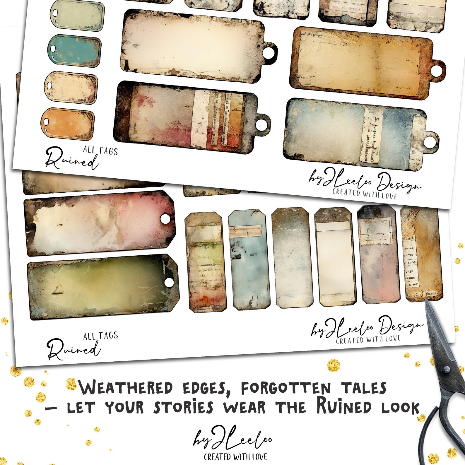 ALL TAGS RUINED Grungy Vintage Labels | Industrial Steampunk Tag ...