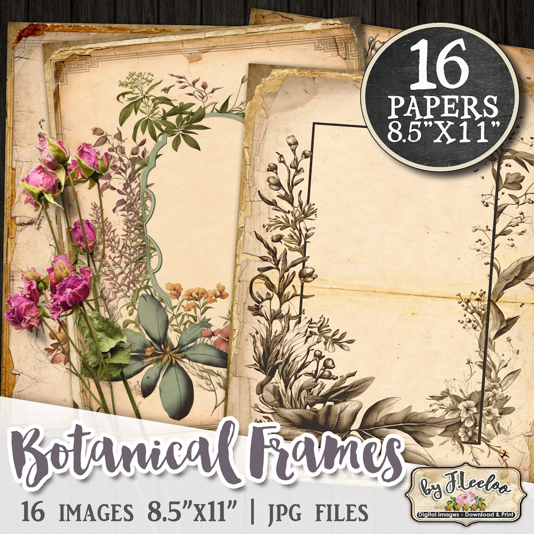 BOTANICAL FRAMES 16 Victorian Papers | Romantic Junk Journal for ...