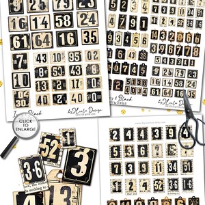 NUMBERS BLACK and IVORY Tag Printable Industrial Supplies | Vintage ...