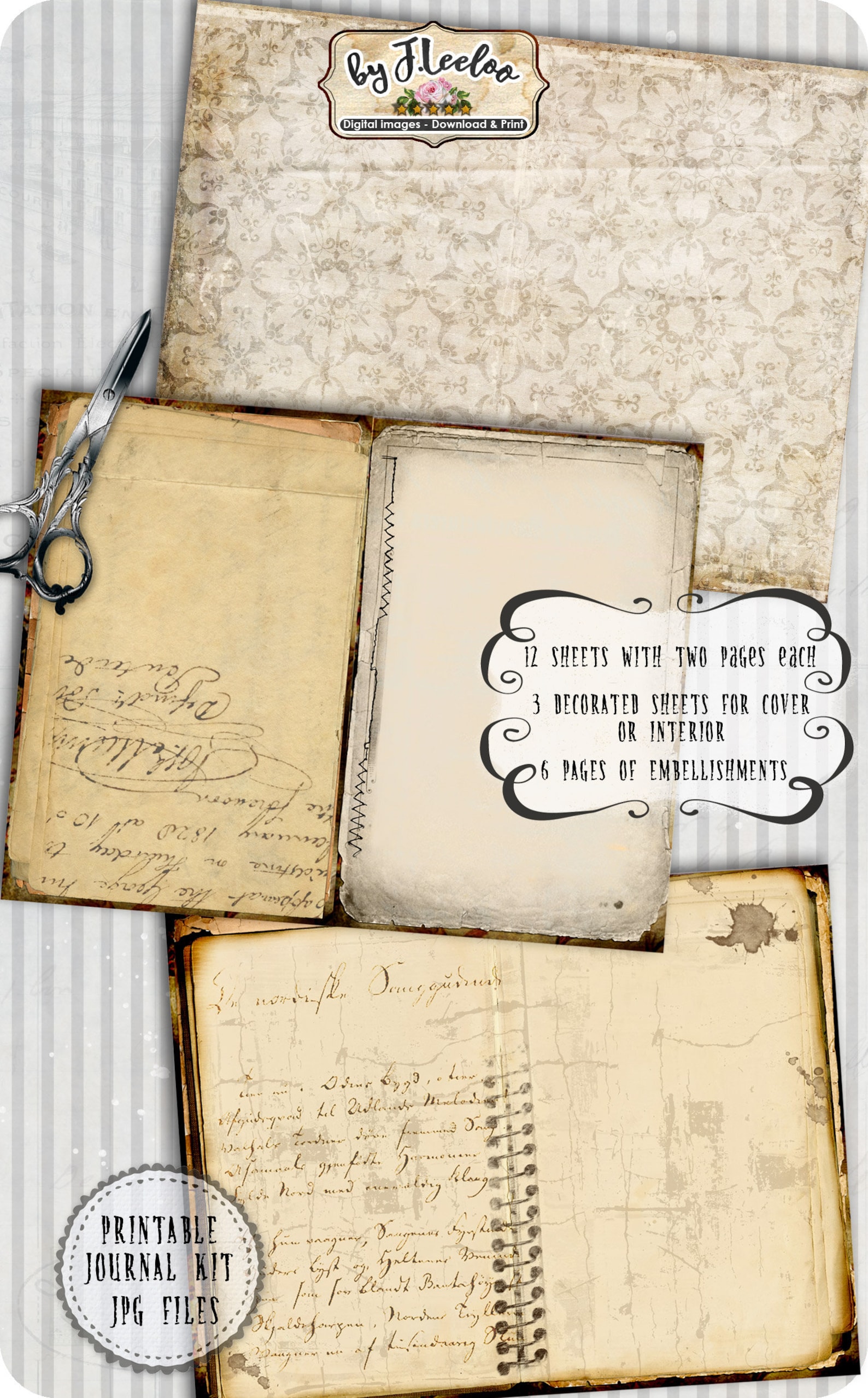 JUNK JOURNAL KIT Distressed Vintage Journal Kit Crafting - Etsy