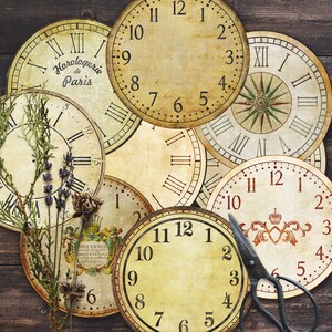 VINTAGE CLOCK 4 Inch Circle Printable Clock Faces Grunge Dirty Antique ...