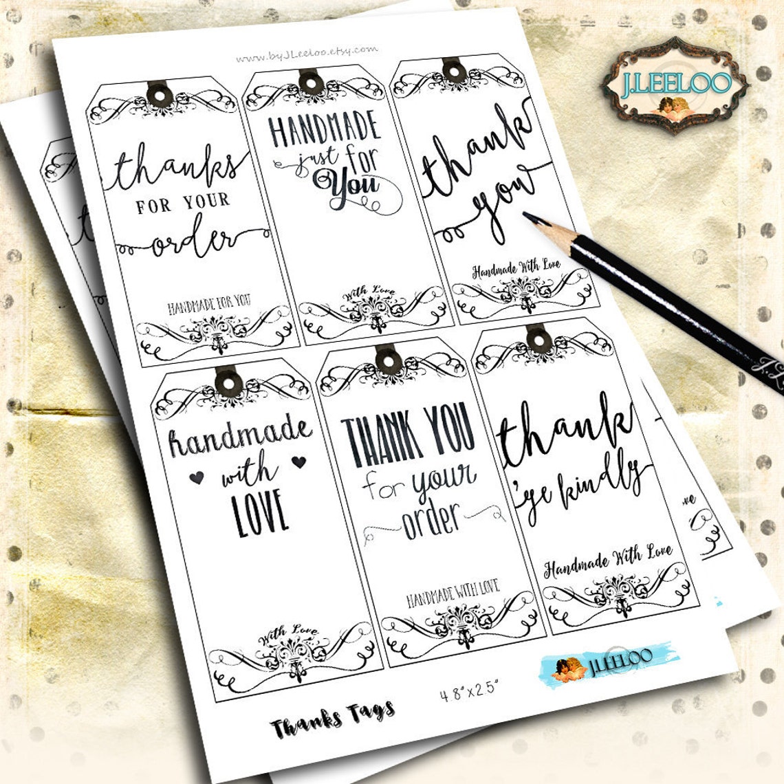 THANKS TAGS Digital Collage Sheet Clipart Shipping Packages - Etsy