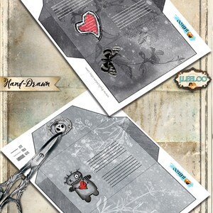 VOODOO PAPER DOLLS Altered Art Hand-drawn Gothic Scary Digital Collage ...