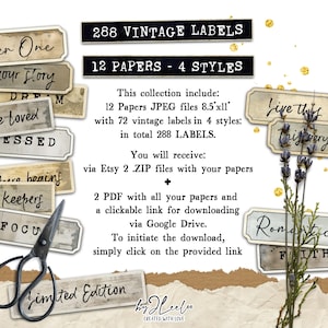 WORDS to LIVE BY Text Label Printable Word | Sentence Vintage Style ...