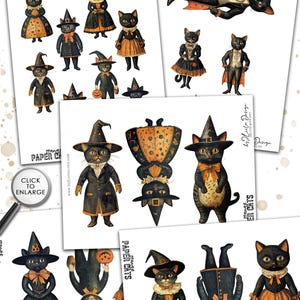 Orange PAPER DOLLS | Halloween Cat Paper Doll Printable, Vintage ...