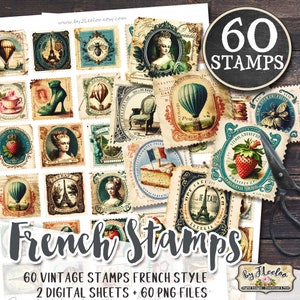 Fake FRENCH STYLE STAMPS Postage Png Printable | Junk Journal ...