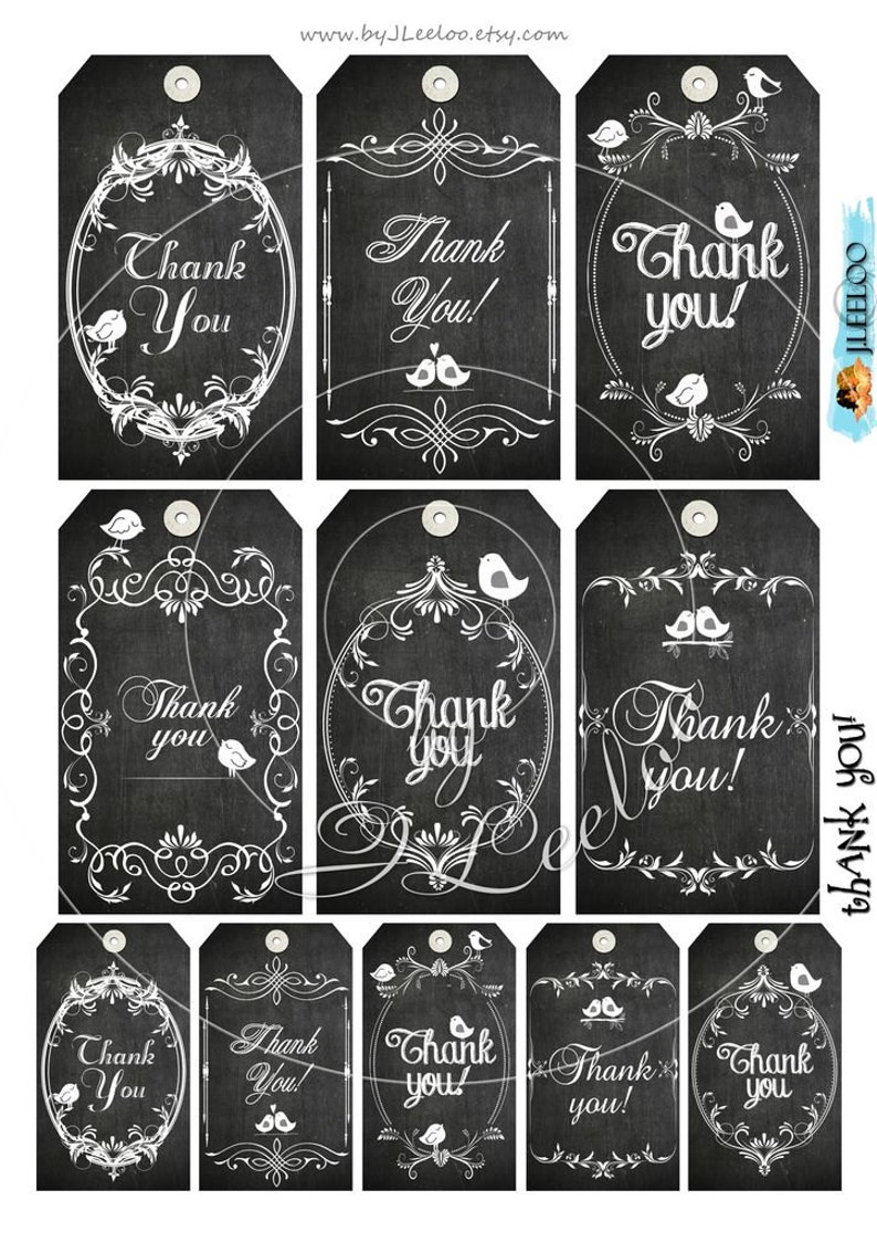 THANK YOU Label Tags Cards Print Label Store Blackboard - Etsy