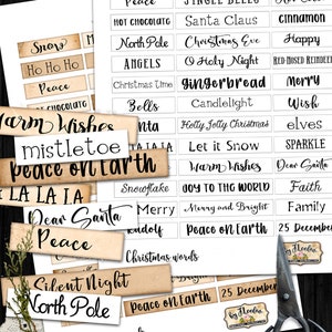CHRISTMAS WORDS Printable Altered Art Words Mixed Media Vintage Art ...