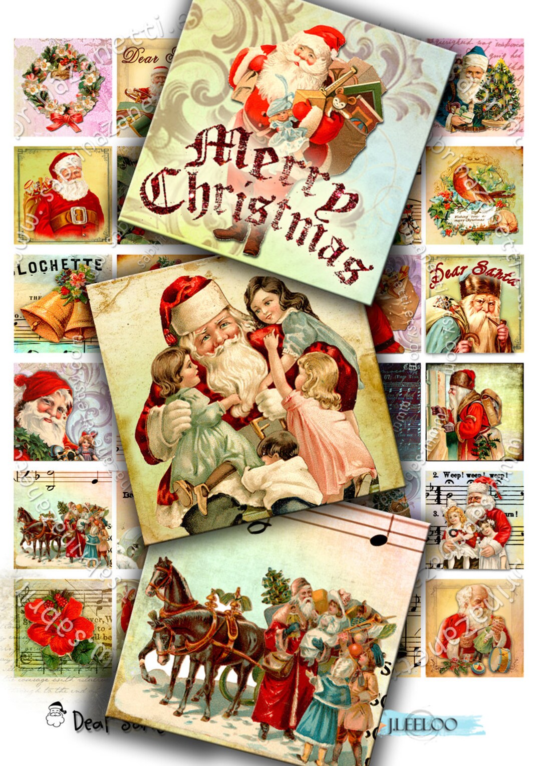 Collage Digitale CARO BABBO NATALE 1.5x1.5 Vacanze Di Natale Quadrate ...
