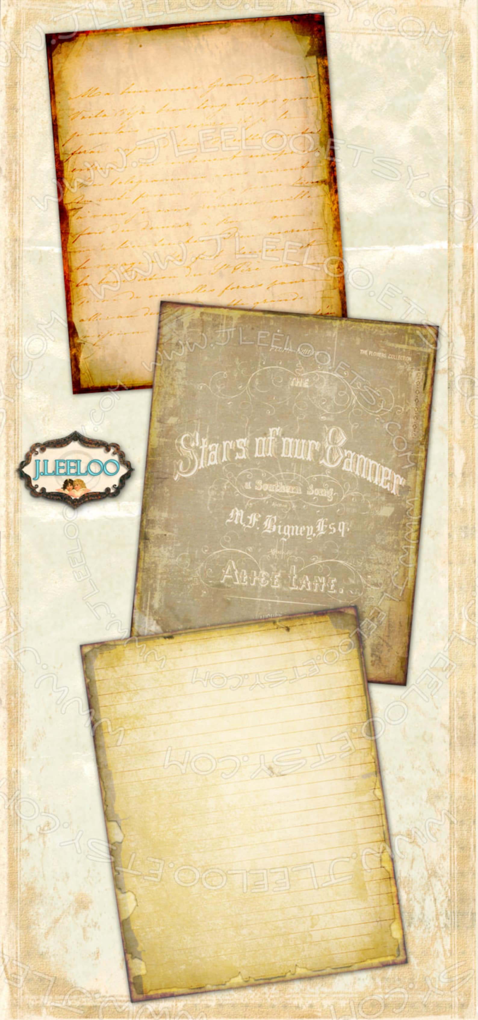GRUNGE PAPERS Large 8.5x11 Inch Papers Documents Distressed Scrapbook ...