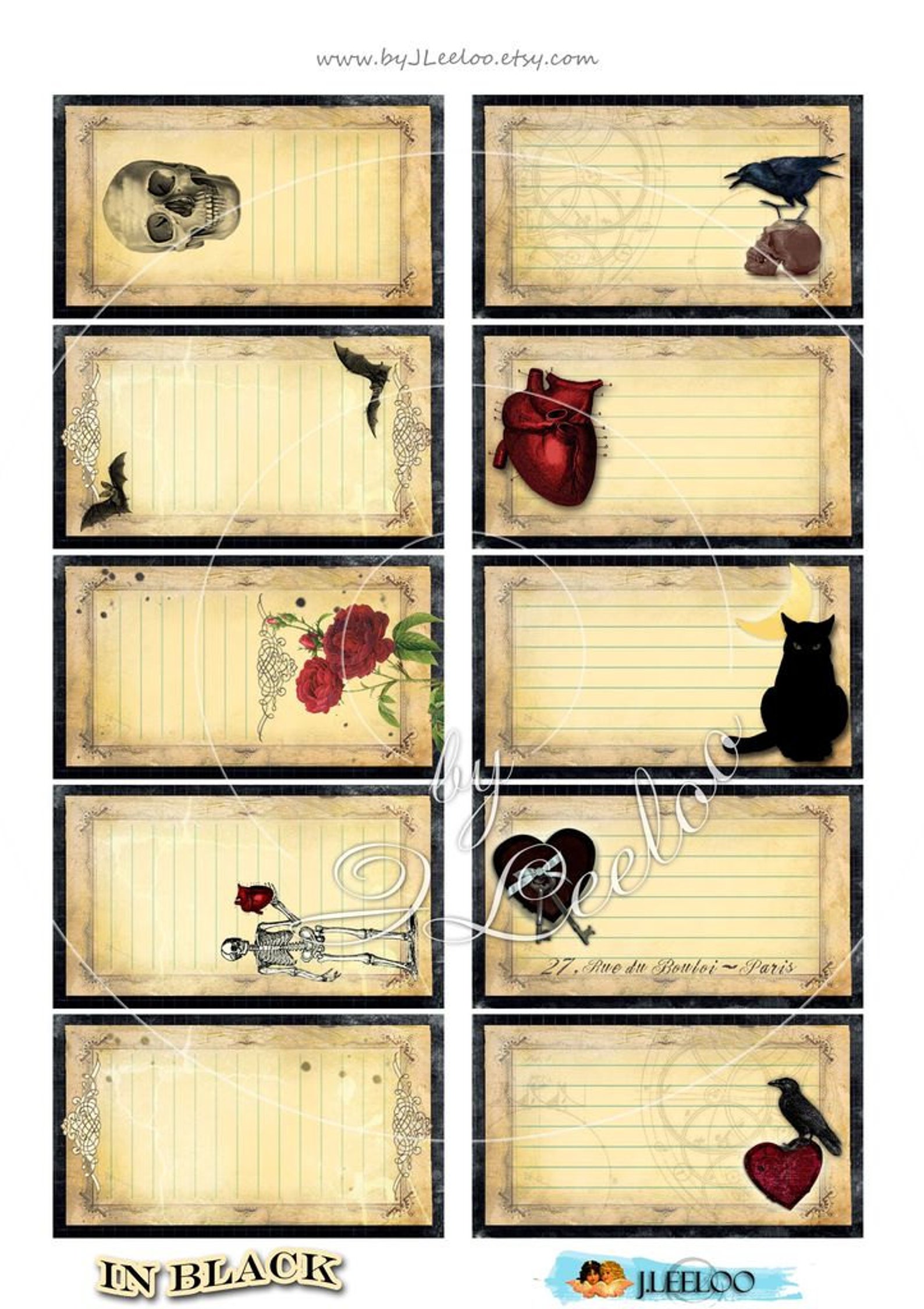 IN BLACK label tags jewelry holder gothic halloween for craft | Etsy