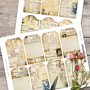 FRENCH EPHEMERA Tags Label Vintage Grunge Journal - Printable Postcard ...