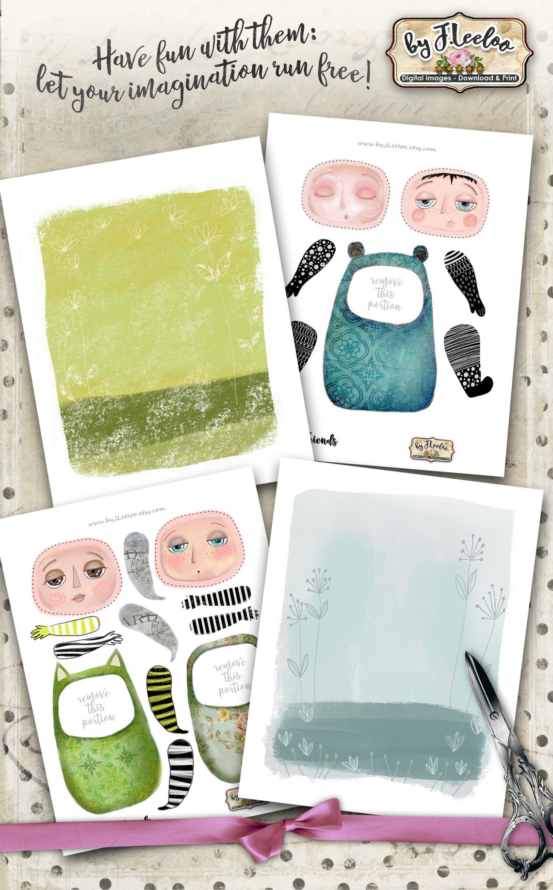 PAPER DOLL Articulated Hand-drawn Digital Altered Art for | Etsy