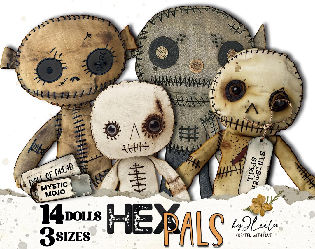 HEX PALS 14 Halloween Voodoo Dolls 3 Sizes | Halloween Monster Paper ...