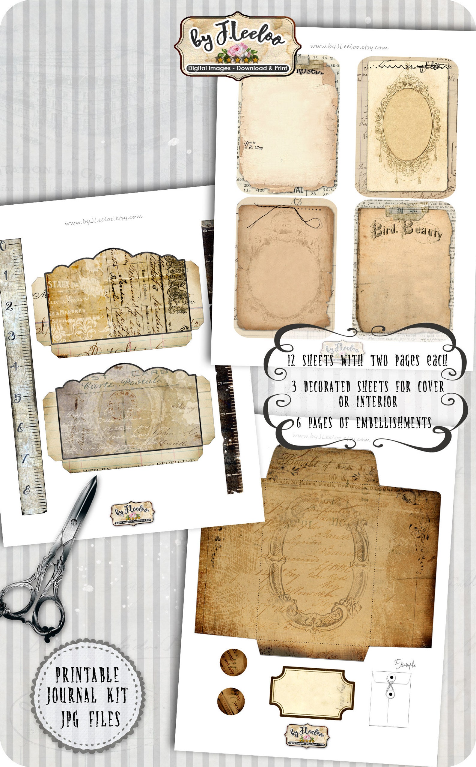 JUNK JOURNAL KIT Distressed Vintage Journal Kit Crafting - Etsy