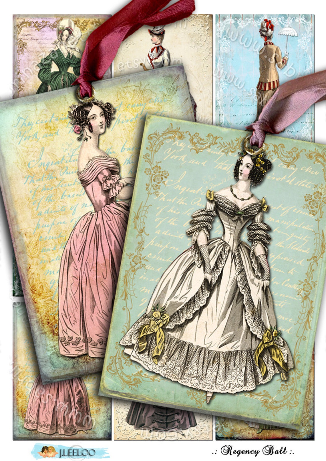 REGENCY BALL Atc Size Shabby Chic Scrapbook Background Digital | Etsy