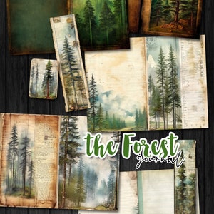 FOREST Junk Journal Kit | Watercolor Forest Scene Printable Pages ...