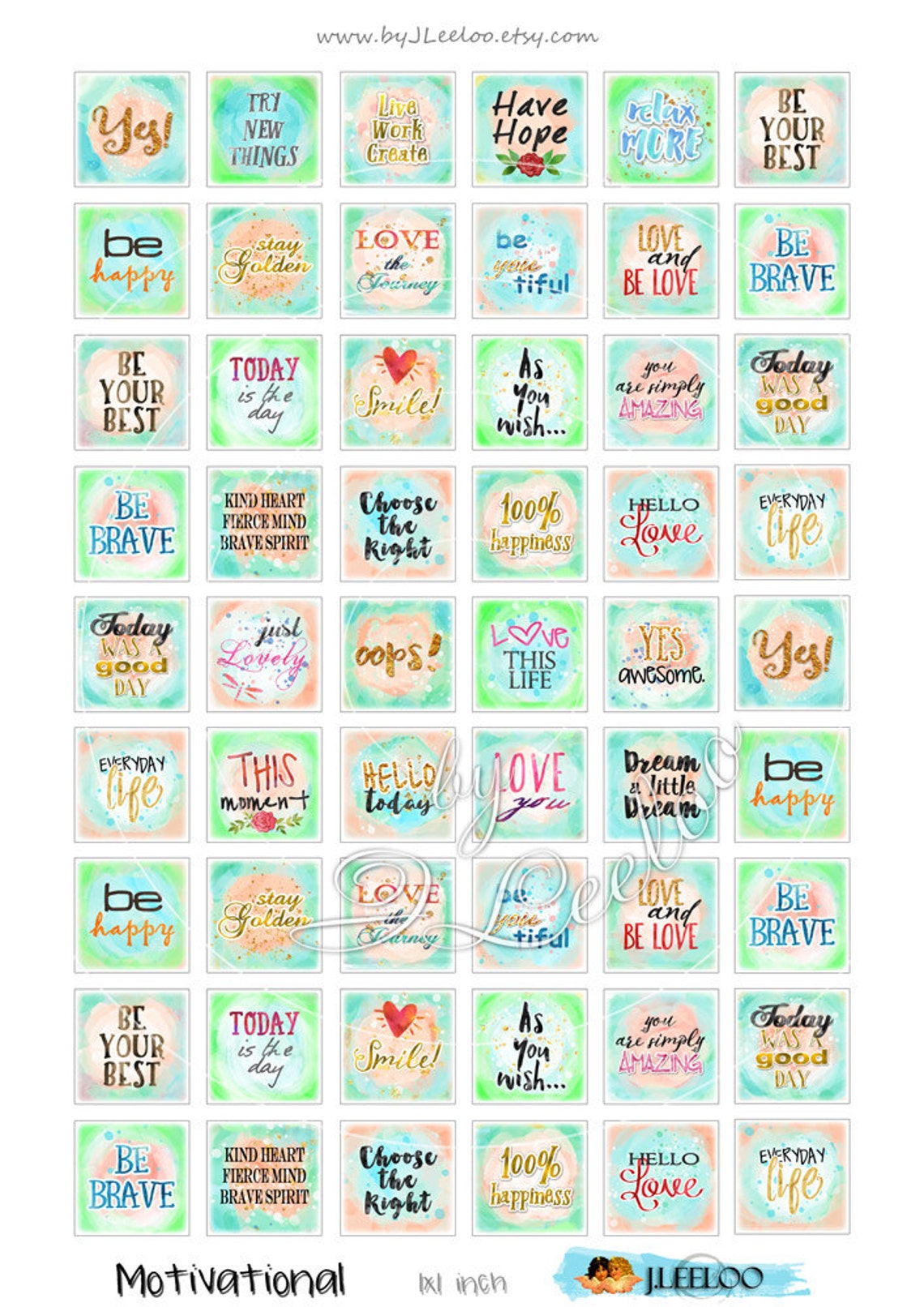 MOTIVATIONAL 1 Inch Square Quote Digital Collage Resin Pendant for ...