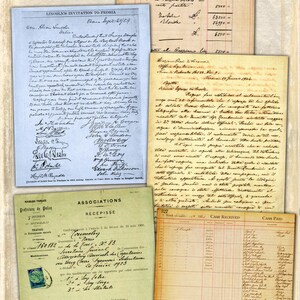 OLD HANDWRITING 10 Large Printable Vintage Documents Paper Crafting ...