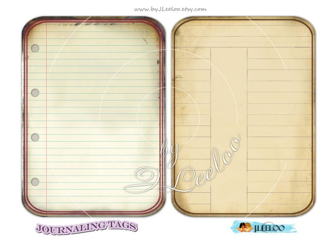 JOURNALING TAGS editable cards vintage for scrapbook journal | Etsy