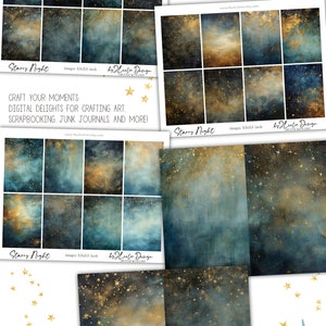 STARRY NIGHT Half Pages Christmas Printable | Junk Journal Mixed Media ...