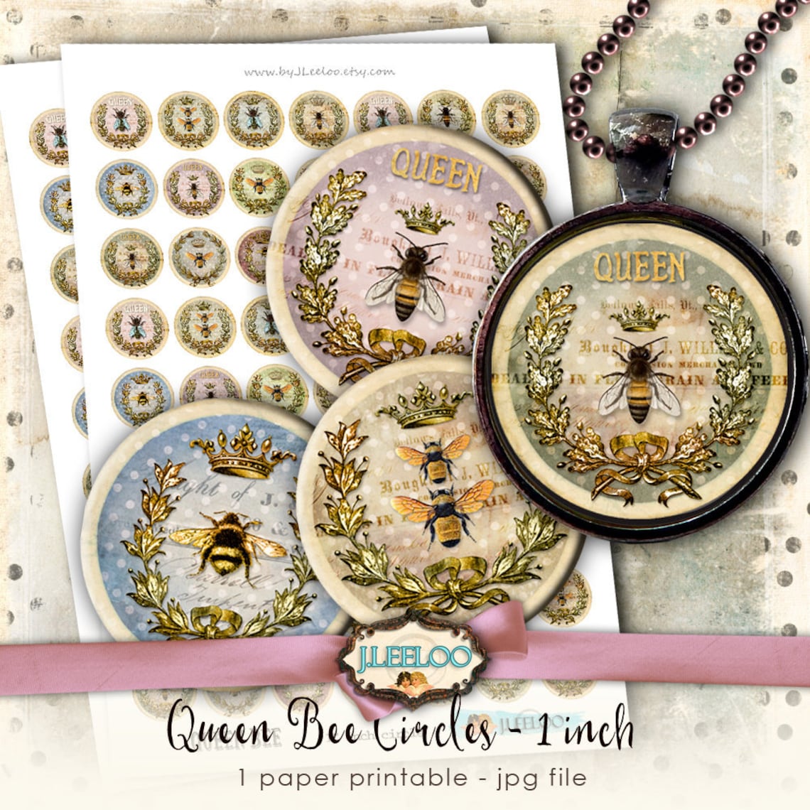 QUEEN BEE Printable Sheets 1 Inch Digital Images French Paper | Etsy