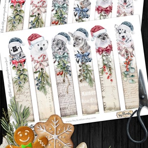CHRISTMAS BOOKMARK Printable Baby Animals Images Instant Download ...