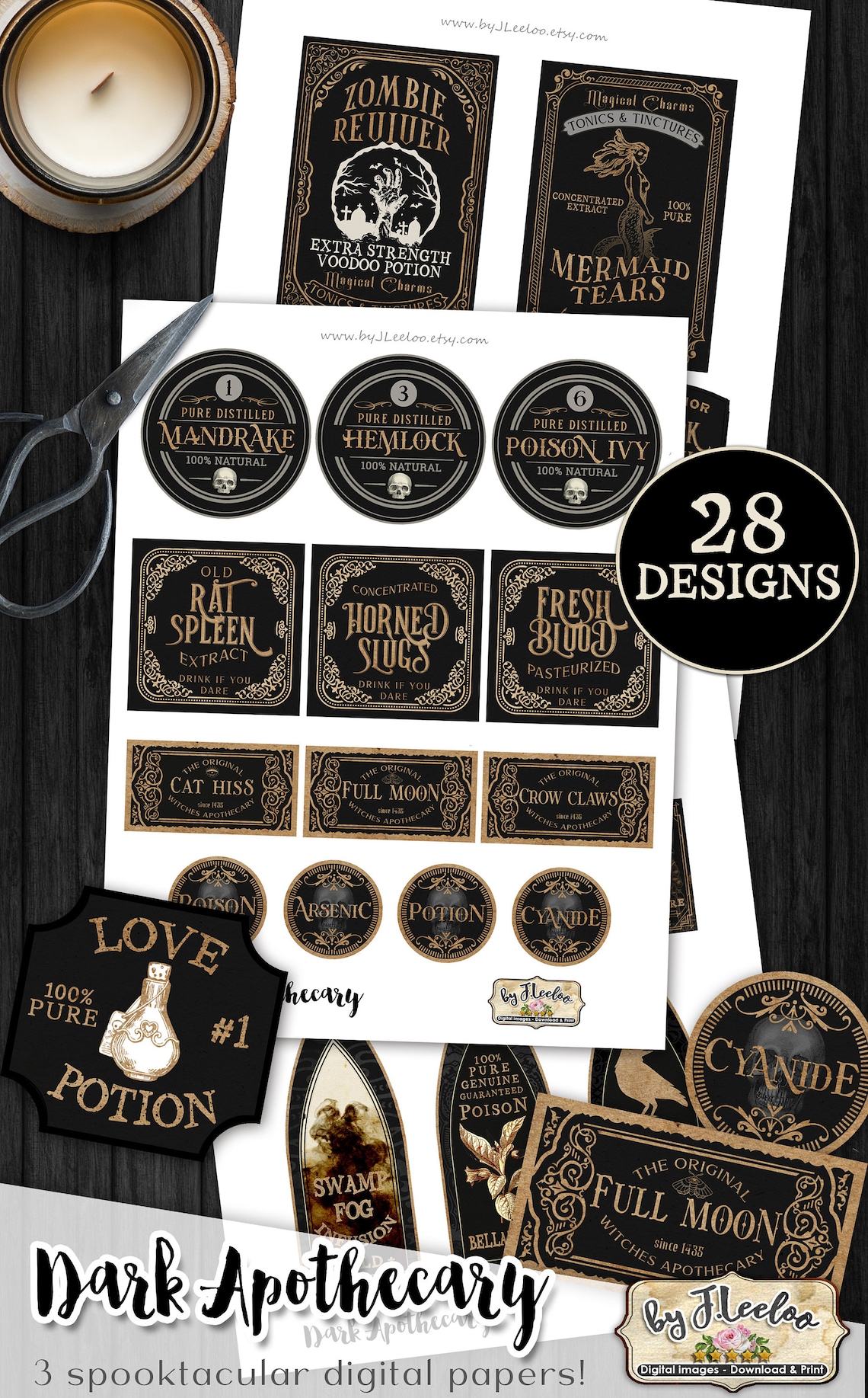 DARK APOTHECARY Printable Potion Poison Tags Label Bottle Jar - Etsy