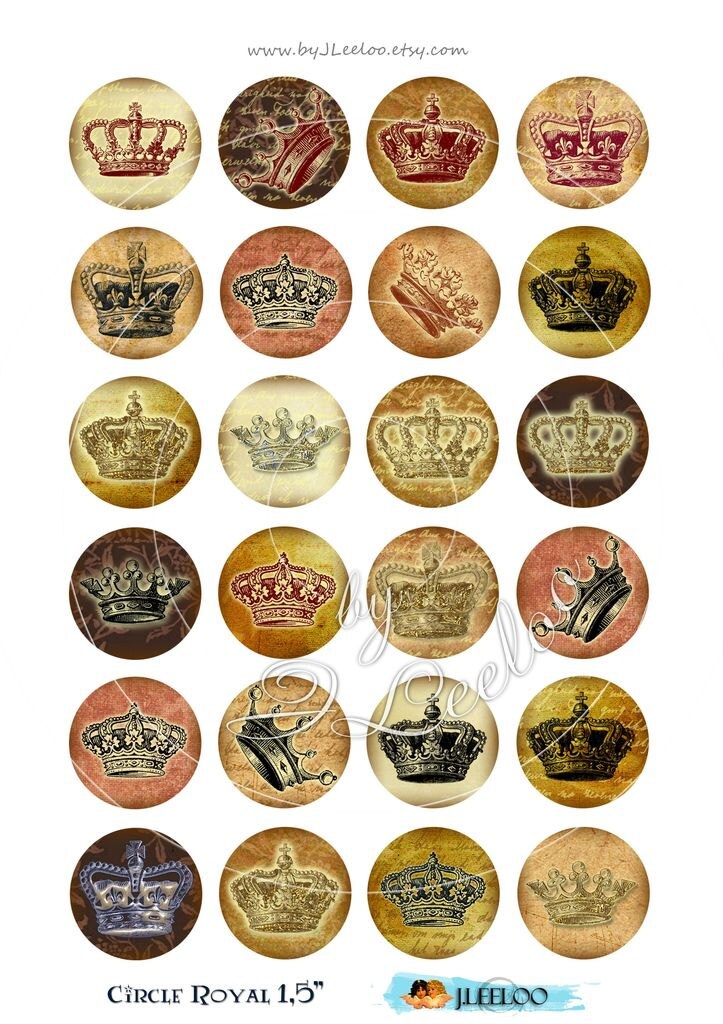 Digital paper CIRCLE ROYALS 1.5 inch circle crowns paris | Etsy