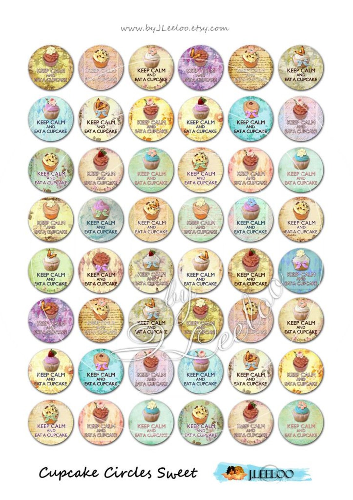 Digital Collage CUPCAKE Circle SWEET 1 Inch Circle Keep Calm - Etsy