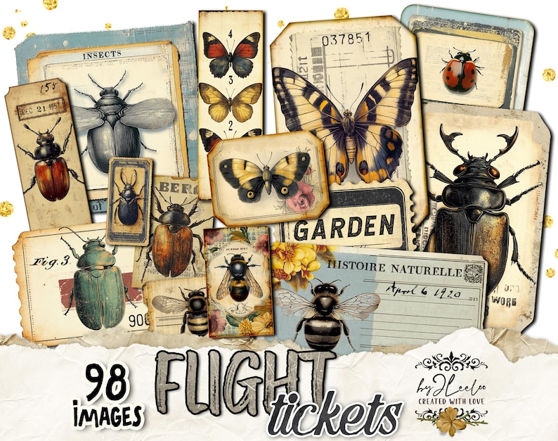 FLIGHT TICKETS 98 Entomology Tags Printable | Labels Vintage Stickers ...