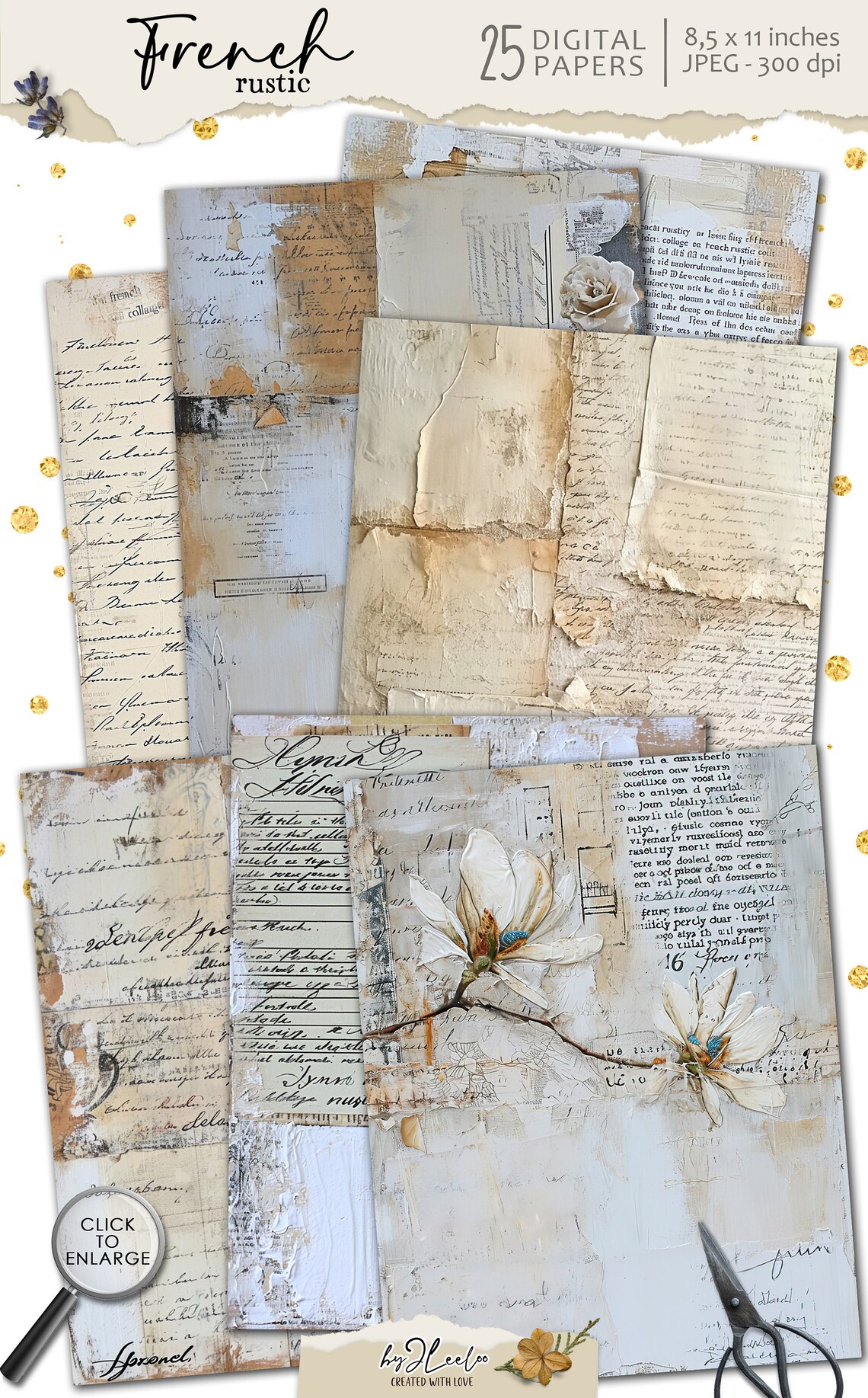 FRENCH RUSTIC Fake Vintage Papers | Romantic Junk Journal Pages ...