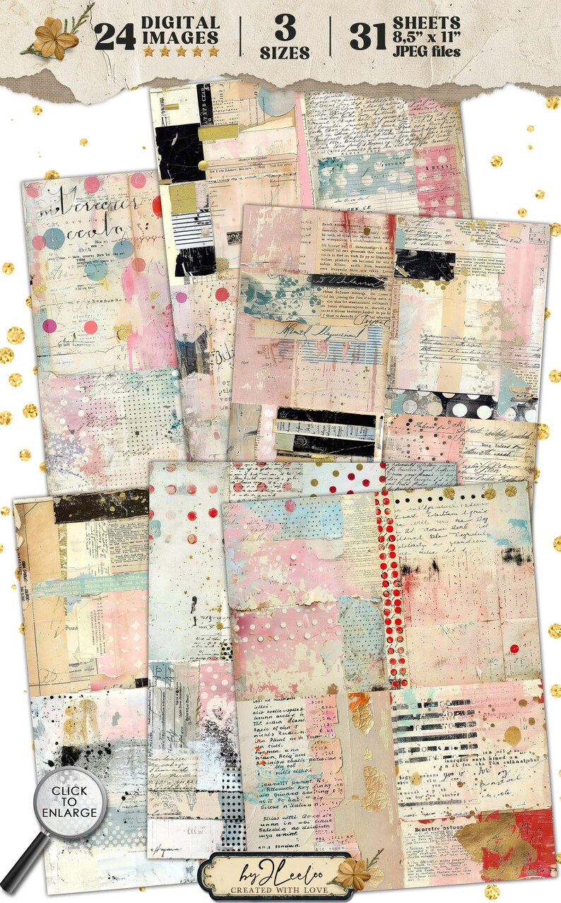 PASTEL SCRIBBLES 24 Background 3 Sizes | Junk Journal Collage Pages ...