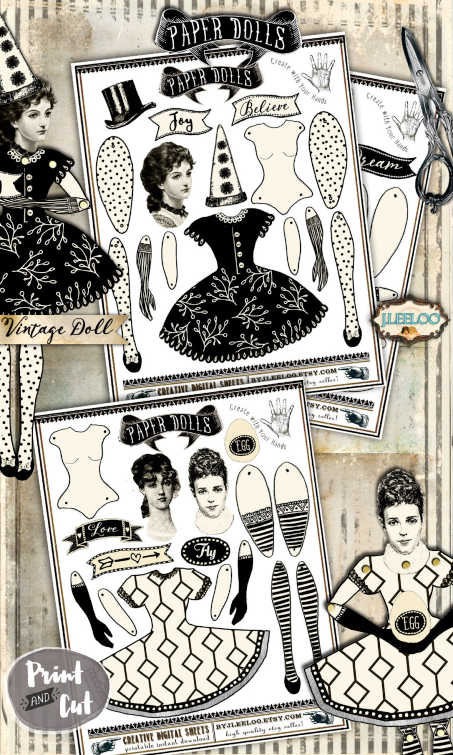 DANCER PAPER DOLLS Digital Altered Art Digital Collage Sheet for ...