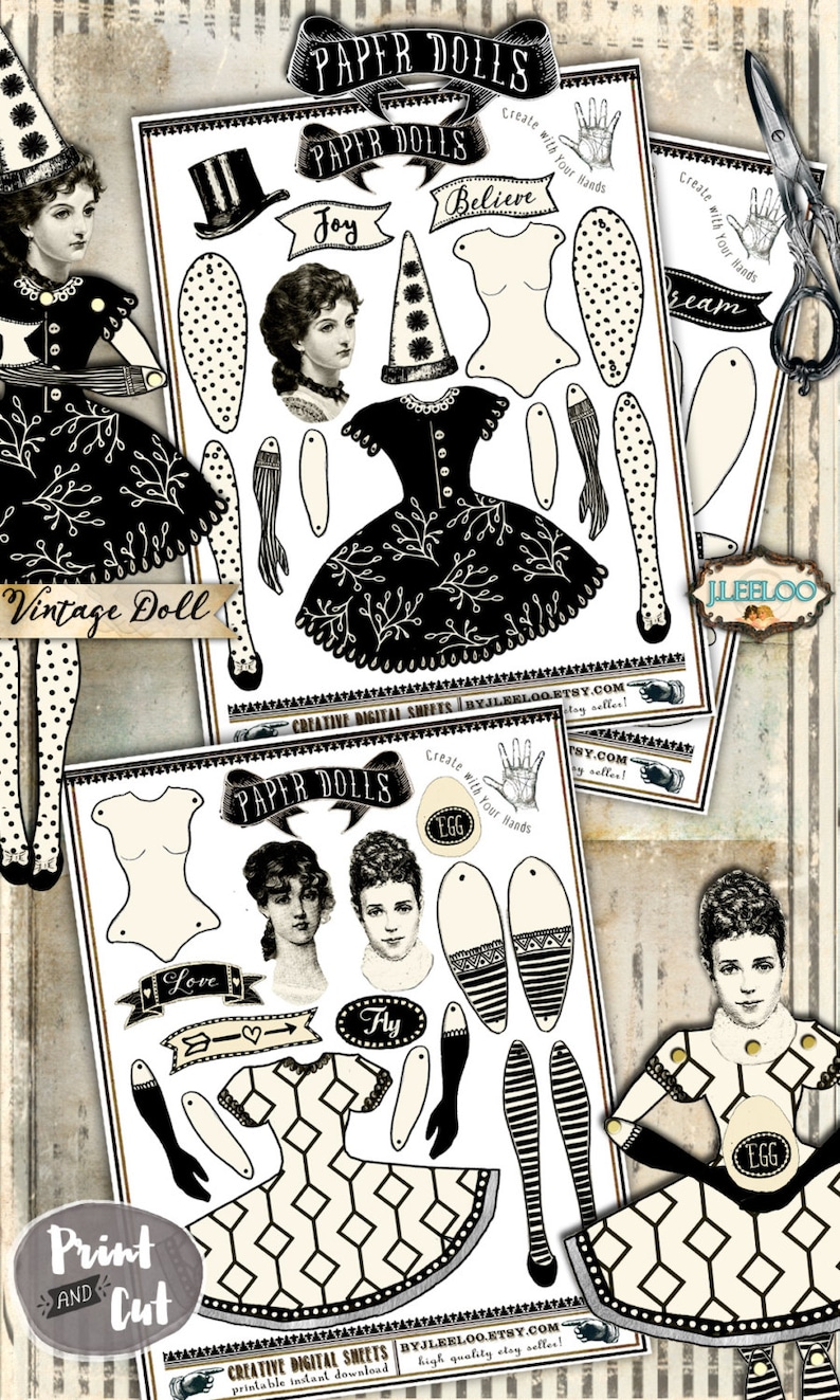 DANCER PAPER DOLLS Digital Altered Art Digital Collage Sheet - Etsy