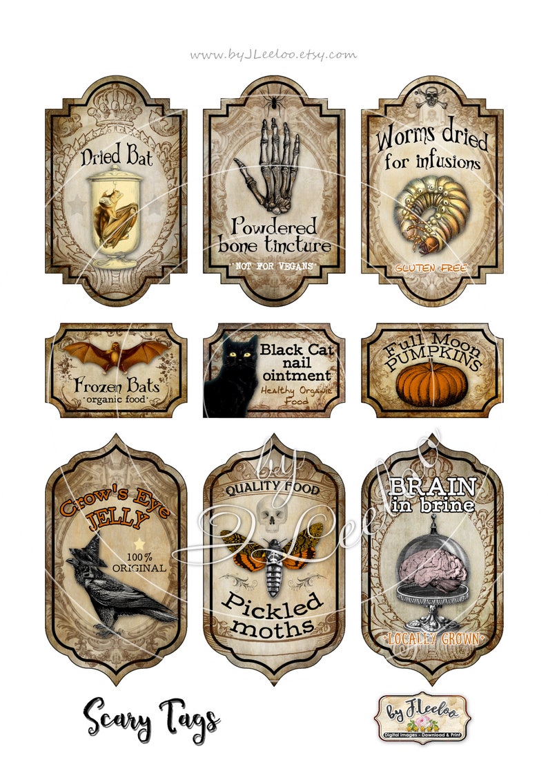 SCARY TAGS Halloween Labels Potion Apothecary Printable Bottle - Etsy