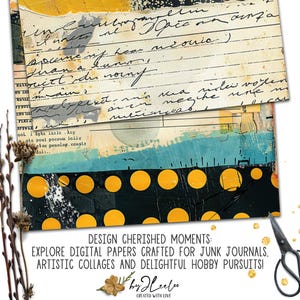 INKY WHIMSY 24 Background 3 Sizes | Yellow Junk Journal Collage Pages ...