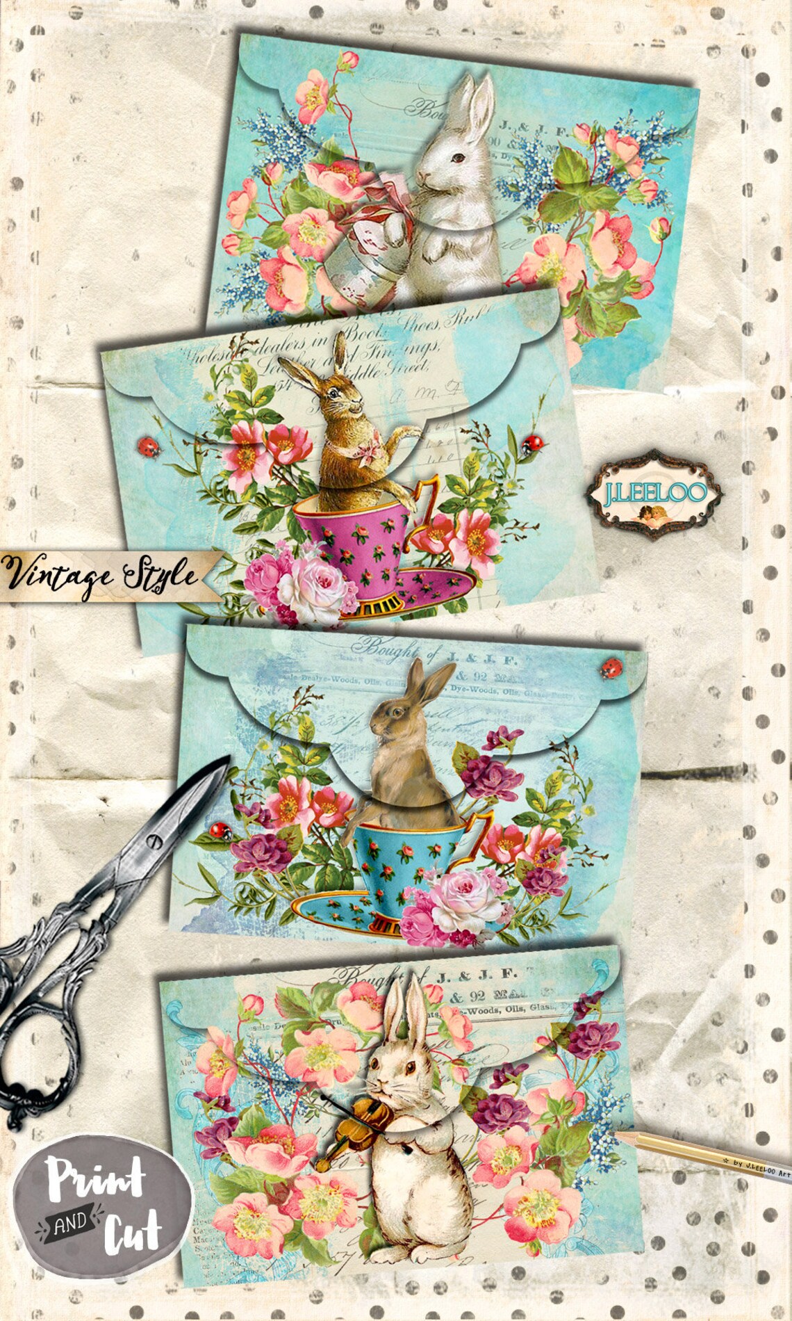 BUNNY ENVELOPES Easter Invite Greetings Envelopes Digital - Etsy
