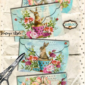 BUNNY ENVELOPES Easter Invite Greetings Envelopes Digital Collage Sheet ...