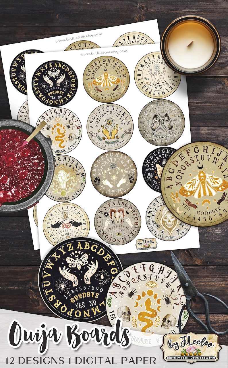 OUIJA BOARD 2.5 Inch Circle Sacred Occut Witch Pendants Printable ...