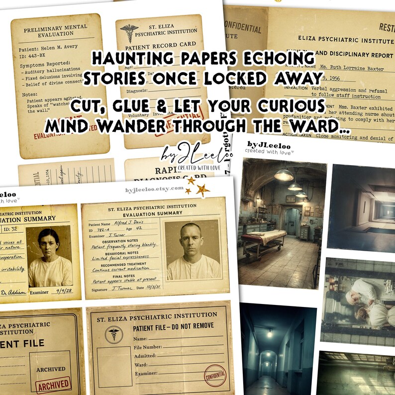 WARD-7 Forgotten Files | 35 Vintage Asylum Ephemera Sheets, Mental ...