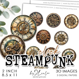 STEAMPUNK CLOCK 2 Inch Printable | Vintage Supplies Round Pendant ...