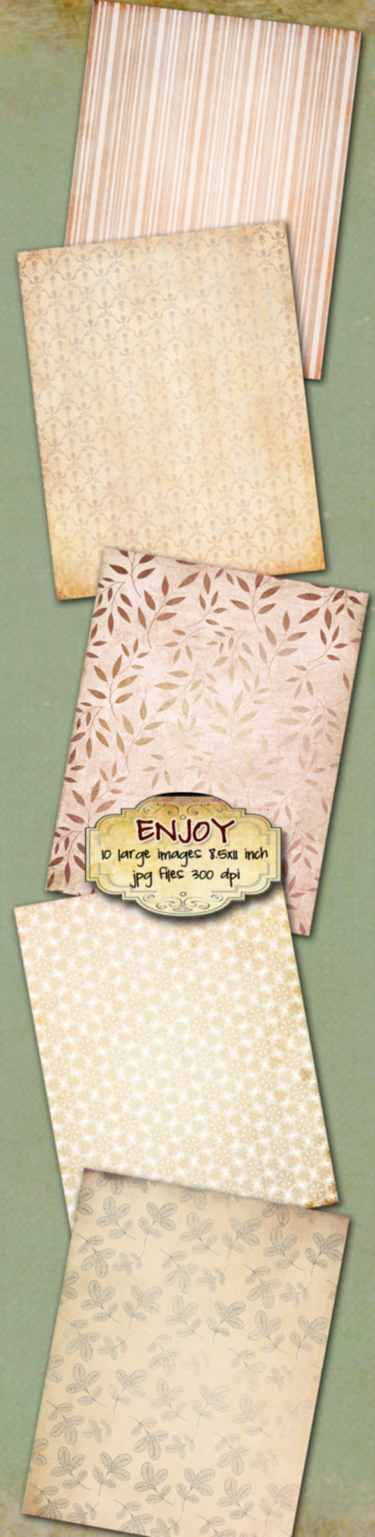 ENJOY 10 Large Digital Papers Collage Sheet Nature Flowers Leaves for ...