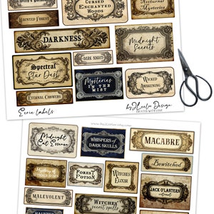 EERIE LABELS Vintage Apothecary | Witch Halloween Supplies | Junk ...
