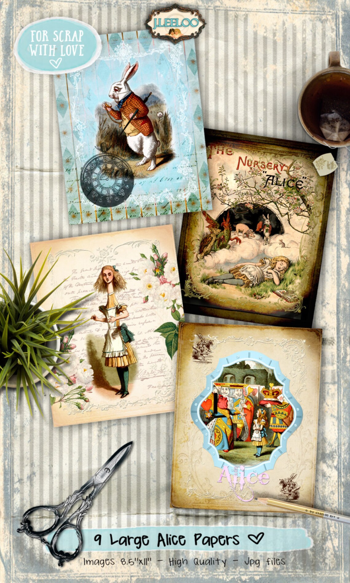 ALICE Printable Papers 8.5x11 Inch Digital Collage Sheet - Etsy Australia