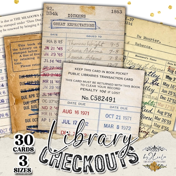 Library Checkout Cards - Etsy
