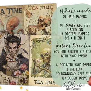 TEA TIME Half Pages Printable | Quirky and Funny Junk Journal Mixed ...