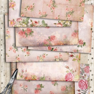 ROSE PINK PAPERS Printable Paper Pack 8.5 X 11 Inch Scrapbook Ephemera ...