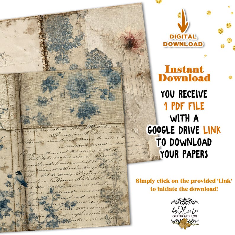 FRAGILE RECORDS Vintage Junk Journal Double Page Papers, Faded Archival ...