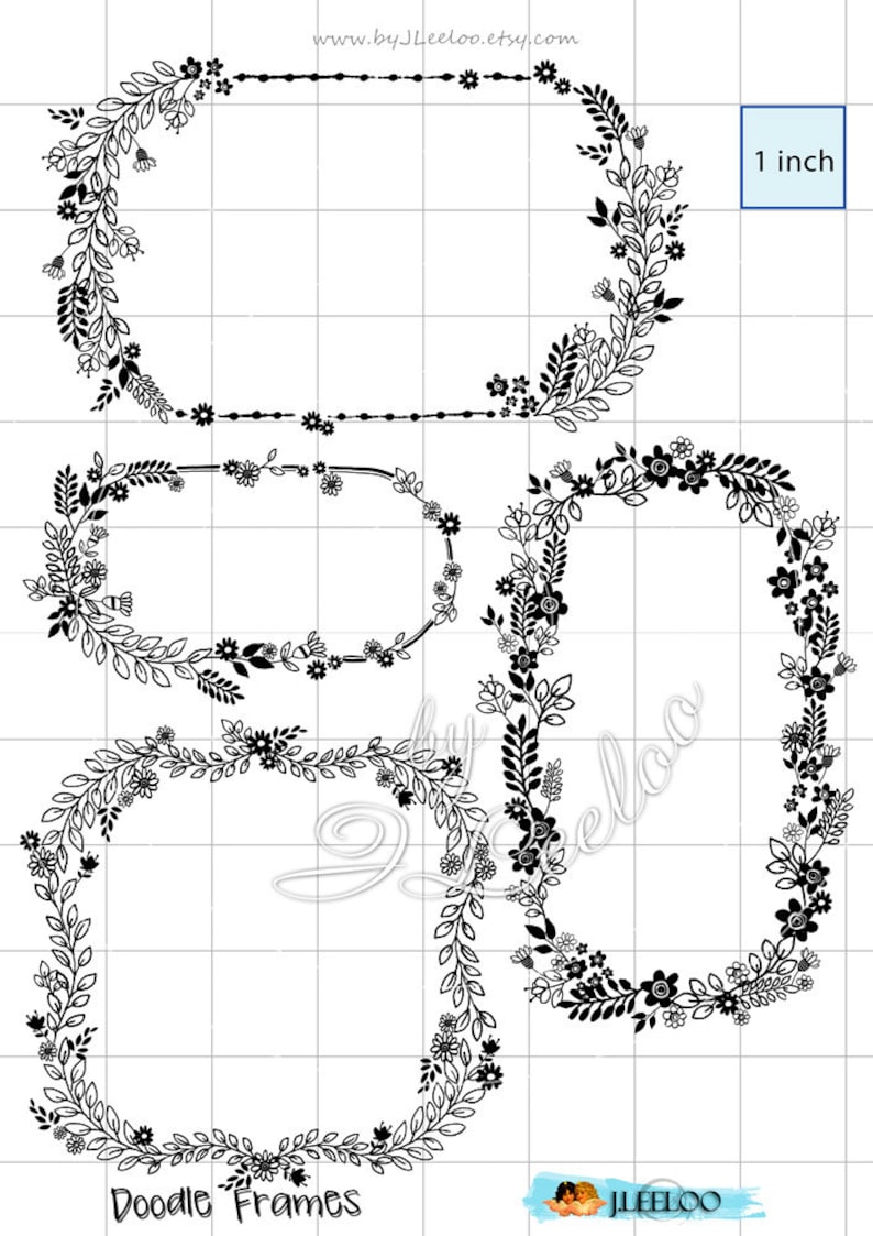 DOODLE FRAMES Digital Clip Art Printable Adorable Whimsical - Etsy